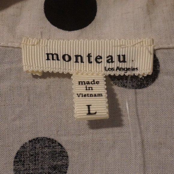 Monteau | Dresses | Monteau Linen Blend White With Black Polka Dot ...